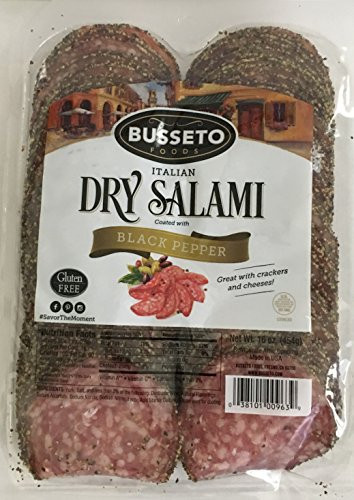 16oz Busseto Italian Dry Salami Black Pepper Coated Sliced Gluten Free ...