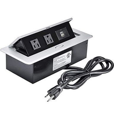 BTU Desktop Pop Up Power Socket Multimedia Outlet Connection Box with 2 ...