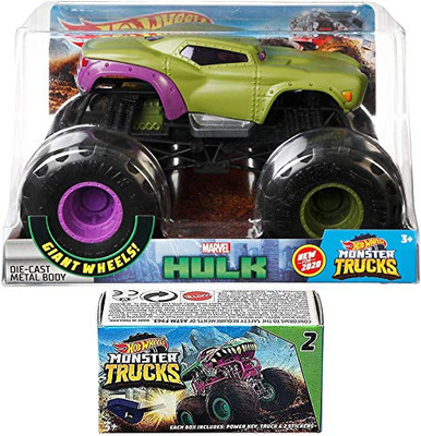 Big Green Hulk Marvel Hero Jam Pack Bundled with Super Monster Trucks ...