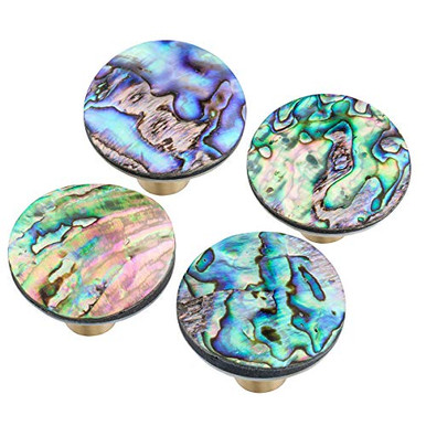 mookaitedecor Set of 4 Abalone Shell Cabinet Knobs with Screws Round ...