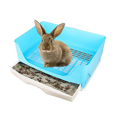 Extra Large Rabbit Litter Box Blue - Pet Potty Corner Toilet Bigger Pan ...