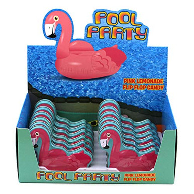 Flamingo Pool Party Tin Candy Pink Flip Flop Shaped Candies - 12 Count ...