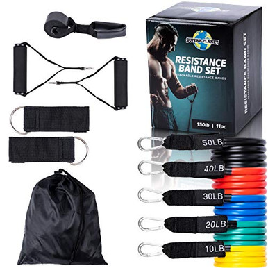 Superb-Planet Heavy Duty 11 Piece 150 LB Stackable Resistance Bands ...