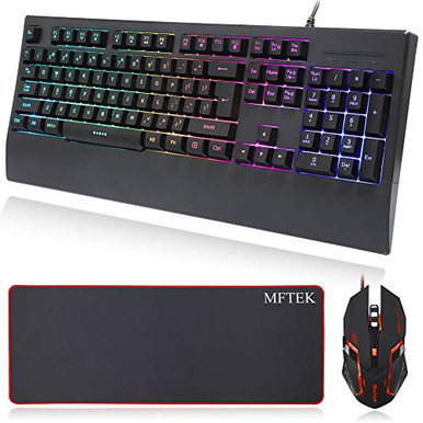 MFTEK RGB Rainbow Backlit Gaming Keyboard, XXL Extended Large Gaming ...