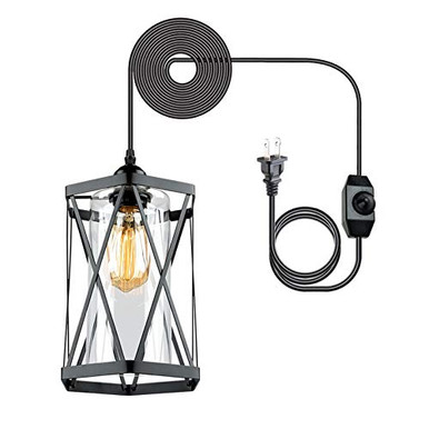 Eyassi Swag Light with Plug in Cord and On-Off Dimmer Switch Farmhouse ...