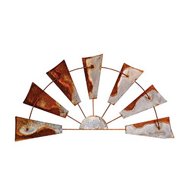 GRILA RUSTIC FARMHOUSE WINDMILL WALL DECOR -24 Rusty galvanized half ...