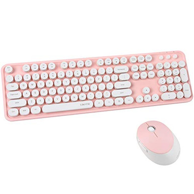 MoMoOne-US Wireless Computer Keyboards Mouse Combos Set Colored Retro ...