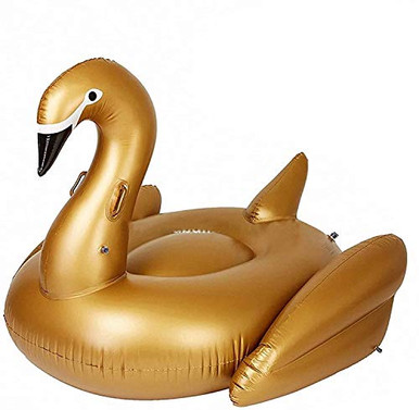 Inflatable Swimming Pool Float - 75 Giant Golden Swan Goose Animal Raft ...