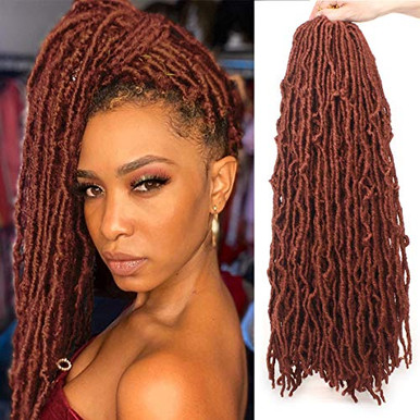 24 Inch 6 Packs Nu Faux Locs Copper Red Goddess Faux Locs Curly Wavy ...