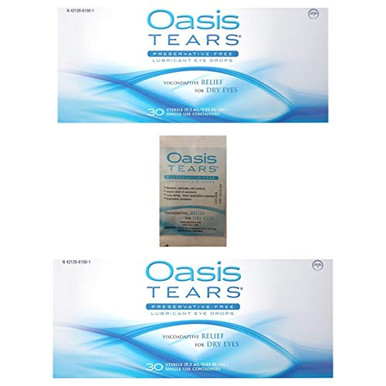 65 Vials Oasis TEARS Preservative-Free Lubricant Eye Drops 2 Boxes 30 ...