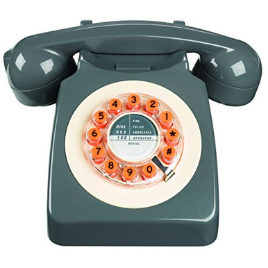 Wild Wood Rotary Design Retro Landline Phone for Home, Concrete Grey ...