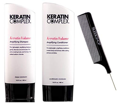 Keratin Complex KERATIN VOLUME Amplifying Shampoo Conditioner DUO SET w-Sleek Comb Volumizing ...