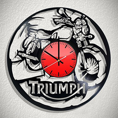 Art Vintage Triumph Motorcycles vinnyl record wall clock, Triumph ...