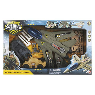 Soldier Force Air Hawk Fighter Jet Playset with Figures Air Land and ...