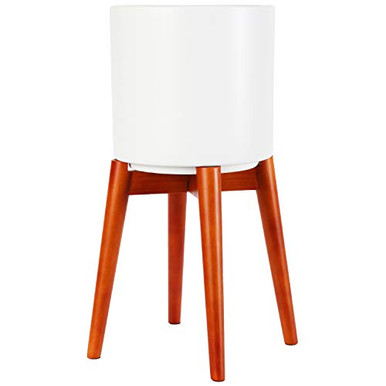 Brightech Jayce Ceramic Planter Pot Wood Stand for Plants Includes Pot ...