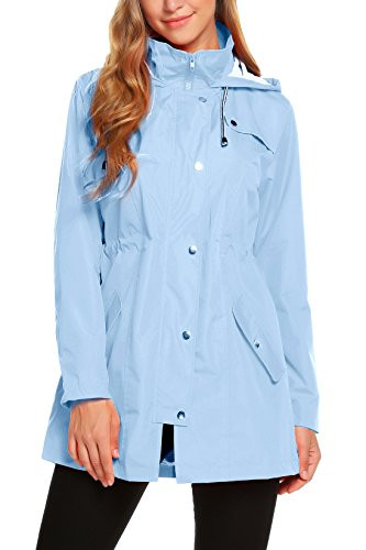 zhenwei Womens Waterproof Lightweight Rain Jacket With Hood Striped ...