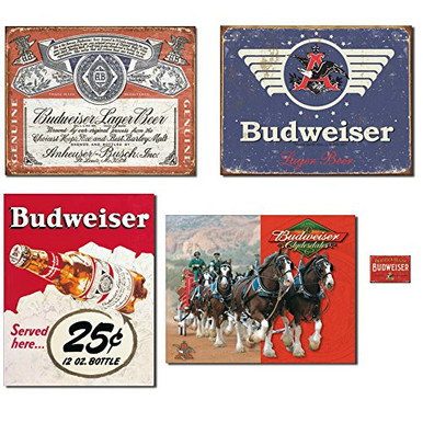 Bundle: Vintage Tin Budweiser Signs - Budweiser Historic Label ...