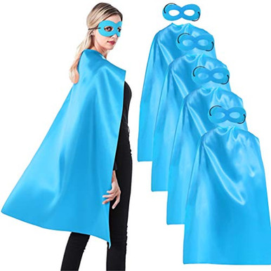Superhero Capes and Masks for Adults Light Blue - 5 Bulk Pack for Men ...