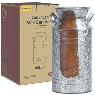 Large Galvanized Metal Farmhouse Rusty Tin Milk Can for Front Porch ...