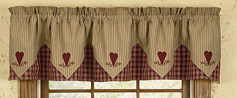 315-472XK - STURBRIDGE HEART EMBROIDERED LINED POINT VALANCE - Jake's ...