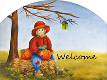 SCARECROW STRAWBALE LARGE SLIDER PLAQUE | Jake's Country Trading Post