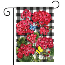 CHECKERED GERANIUMS GARDEN FLAG | Jake's Country Trading Post