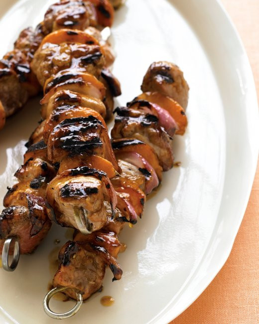Grilled Pork, Apricot and Red Onion Kebabs - (Free Recipe below)