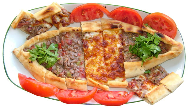 Pide, with Tricolor Peppers Turkish Style Pizza