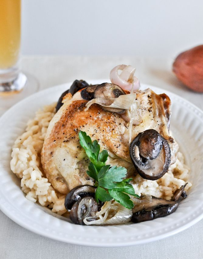 Beer Risotto with Mushroom Garlic Chicken - (Free Recipe below)