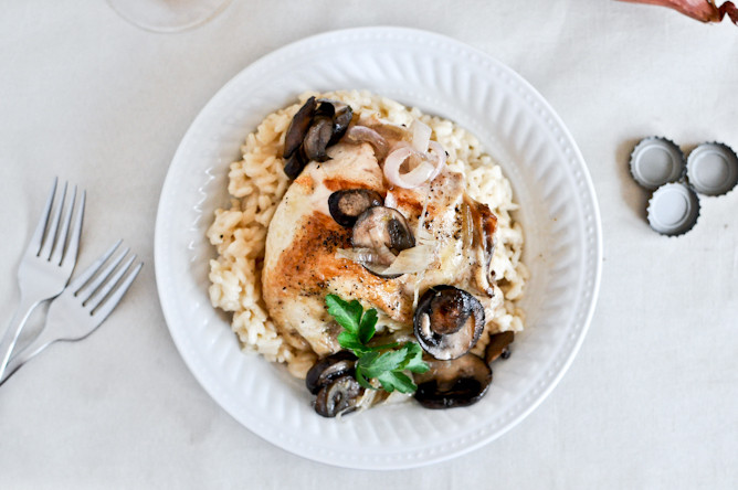 Beer Risotto with Mushroom Garlic Chicken - (Free Recipe below)