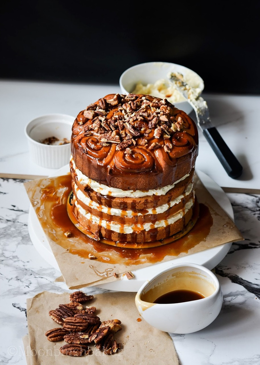 Boozy Caramel Butterscotch Cinnamon Roll Cake