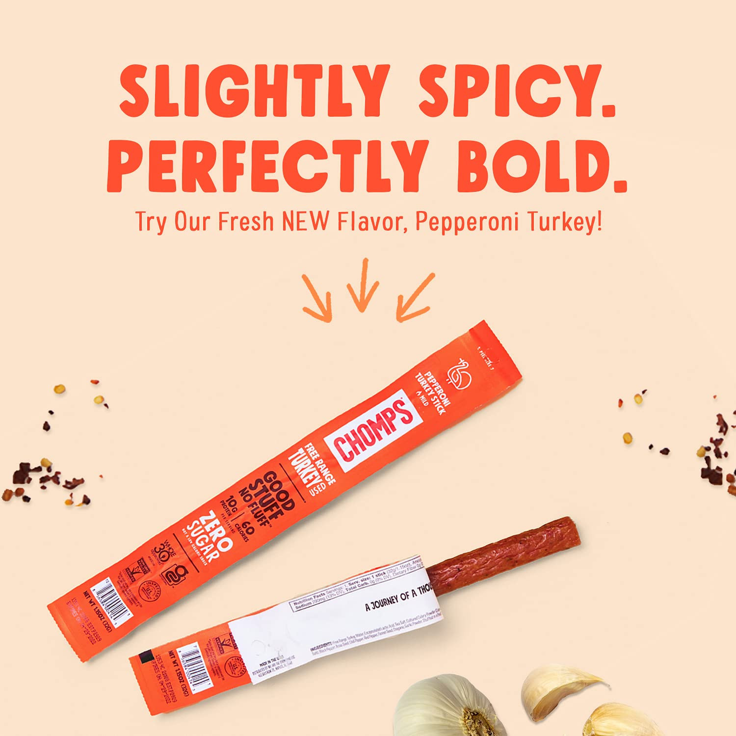 Free Range Turkey Pepperoni Jerky Snack Sticks - Pack of 10