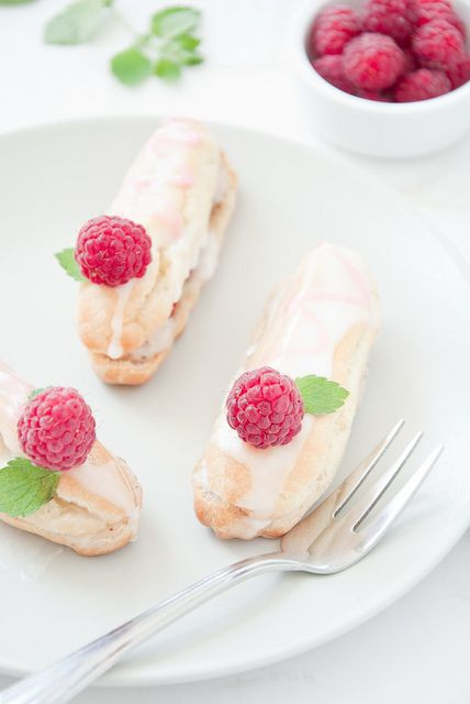 Pink Rose Raspberry Éclairs - (Free Recipe below)