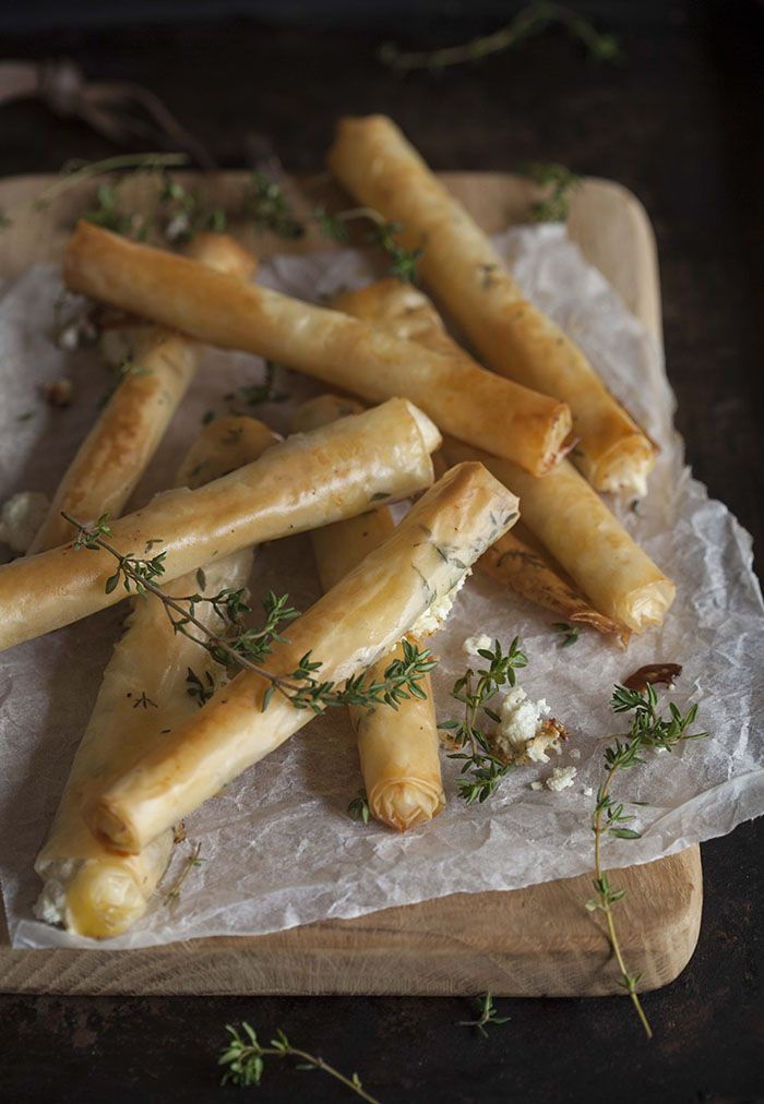 Baked Goat Cheese Cigars w/ Honey & Thyme - (Free Recipe below)