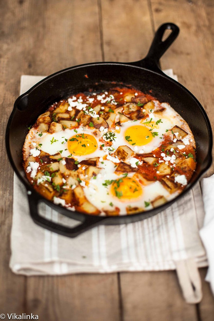 Spanish Hash Patatas Bravas and Eggs - (Free Recipe below)