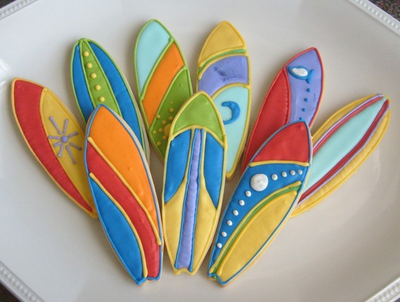 Surfboard Cookies - Many Designs Available - One Dozen