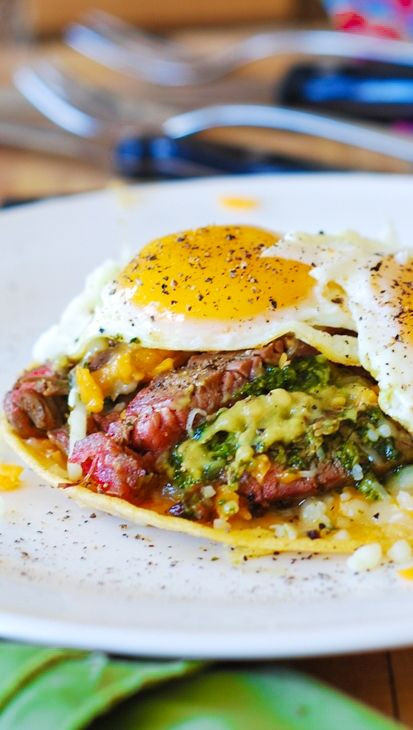 Spanish Style Flank Steak and Eggs w/ Guacamole - (Free Recipe below)