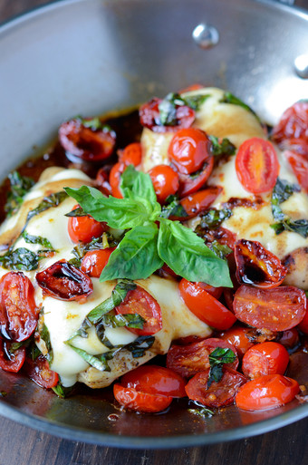 Balsamic Chicken with Basil and Buffalo Mozzarella - (Free Recipe below)
