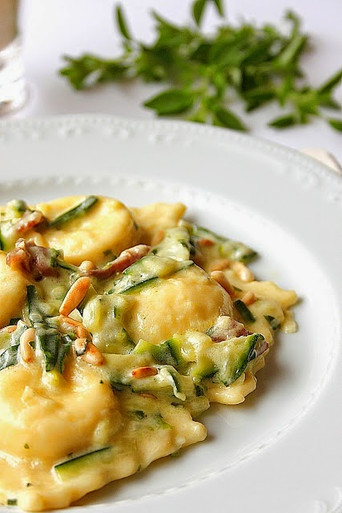 Buffalo Ricotta Ravioli with Zucchini, Prosciutto and Mascarpone ...