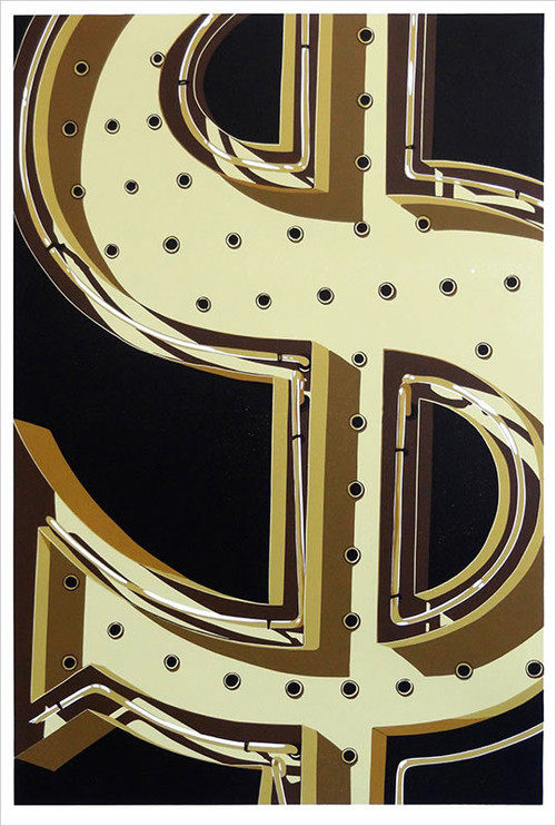 Gold Standard (Vegas) Contemporary Art Print Linocut Dave Lefner