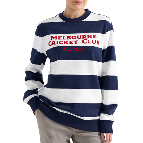 MCC Crew Neck Jumper Navy Stripe - MCG Shop