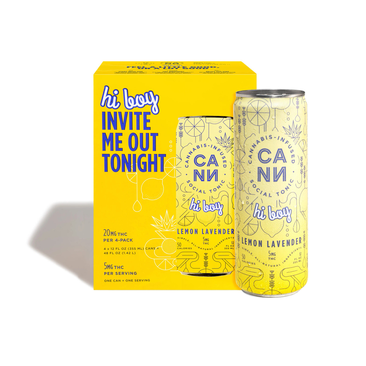 Cann Hi Boy Lemon Lavender THC Seltzer 4pk cans - Haskells