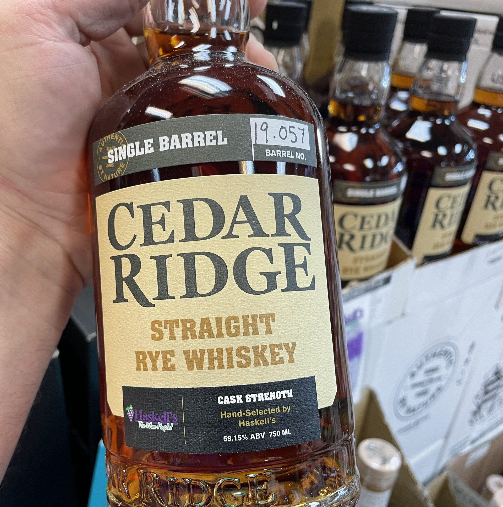 Cedar Ridge HSB Cask Strength Rye 750ml - Haskells
