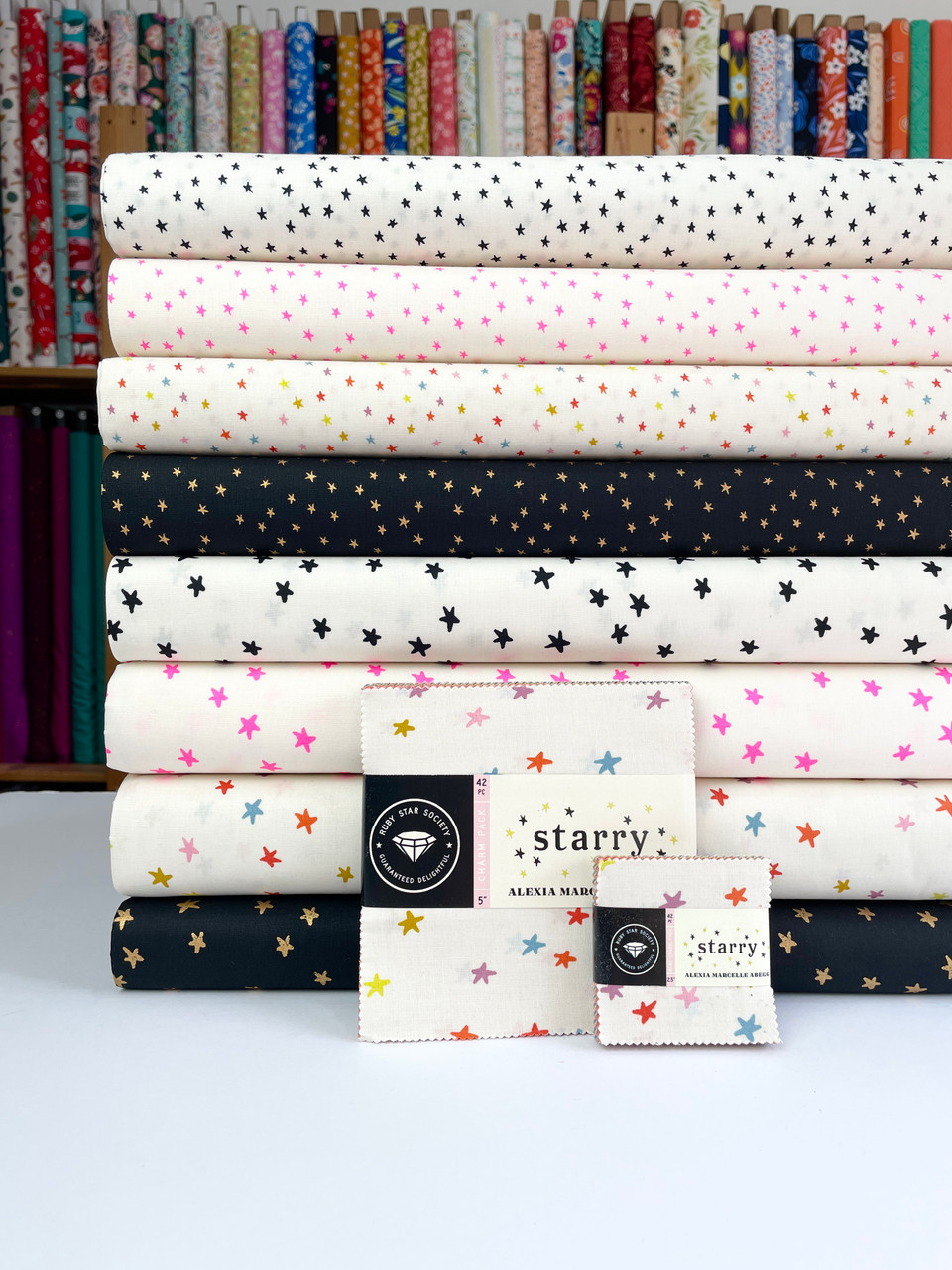 Starry Neon Pink | Starry Collection | Ruby Star Society | 100% Cotton ...