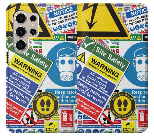 S3960 Safety Signs Sticker Collage Case For Samsung Galaxy S24 Ultra