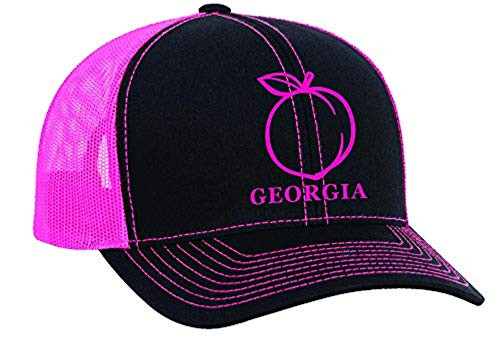 Georgia Peach Trucker Hat Baby Blue Cap with White Mesh and White ...