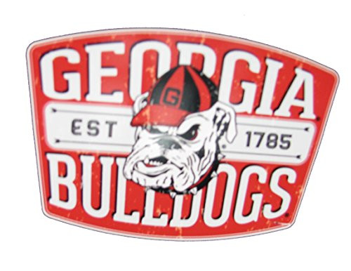 Georgia Bulldogs Retro Badge with Bulldog Decal White - Trenz Shirt Company