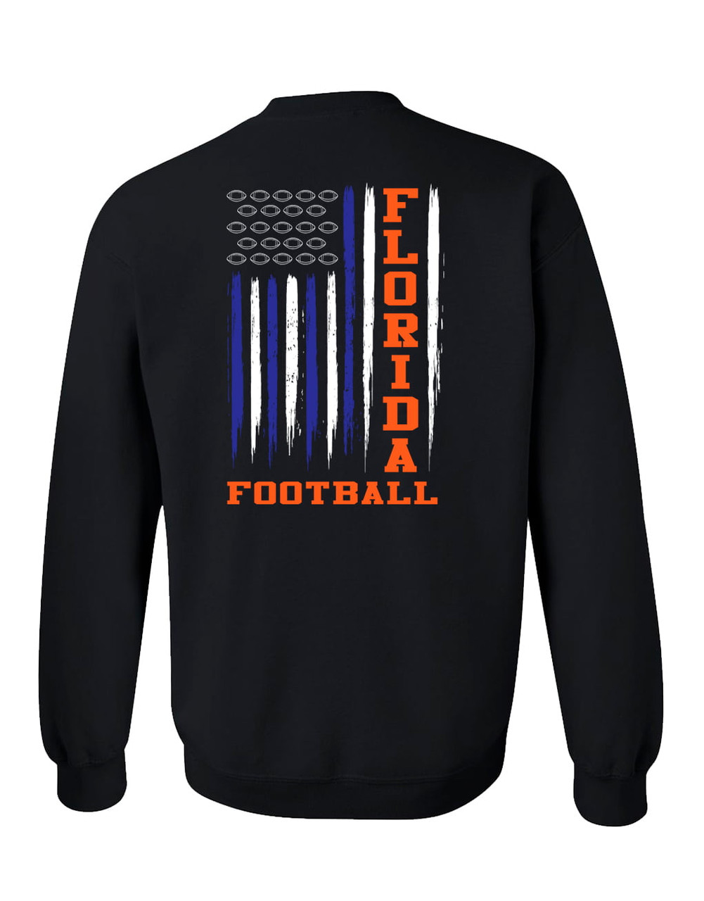 Florida Football Team Color Orange and Blue American Flag Mens Crewneck ...