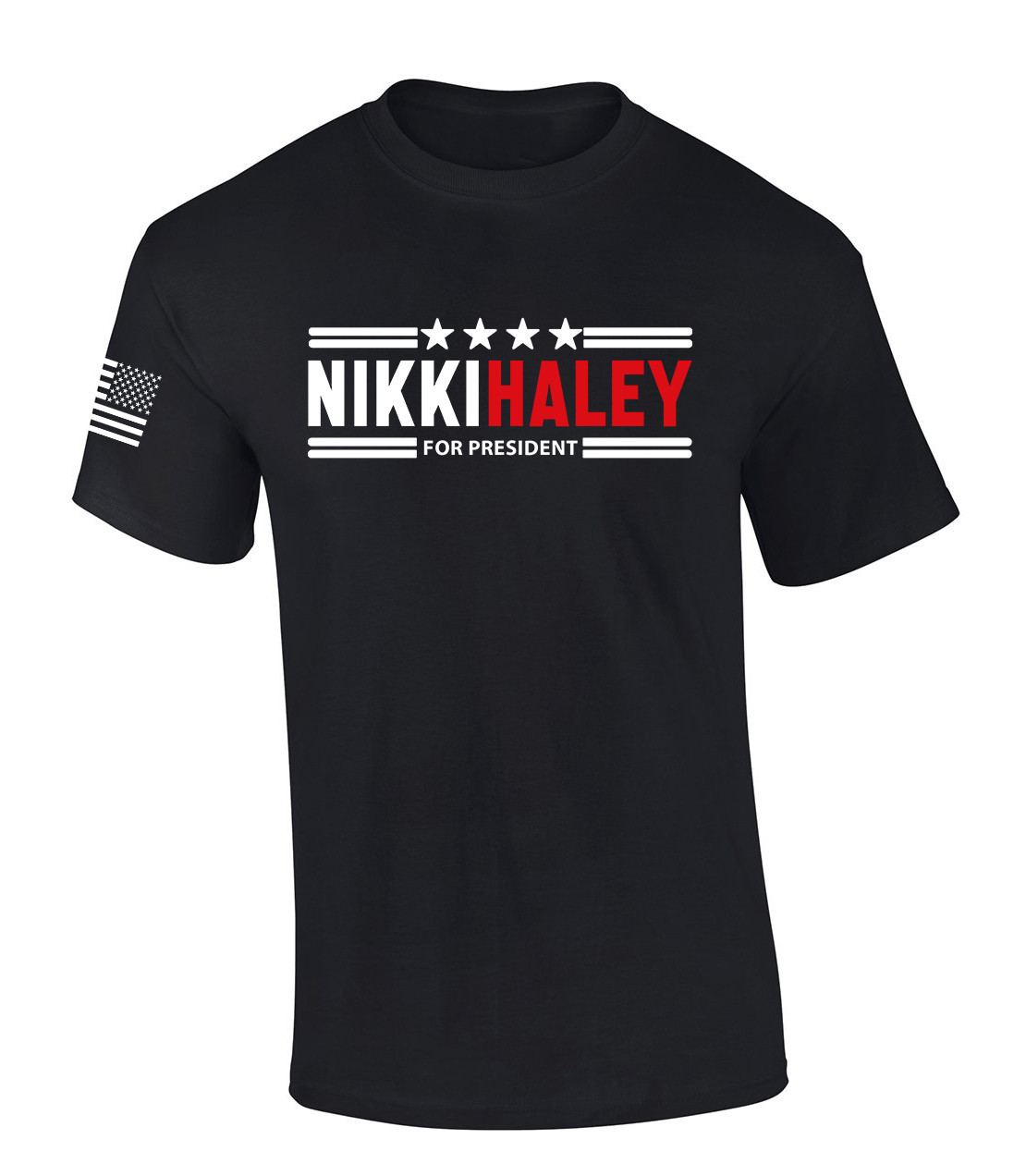 Nikki Haley Tshirt Haley For President USA American Flag Sleeve Short ...