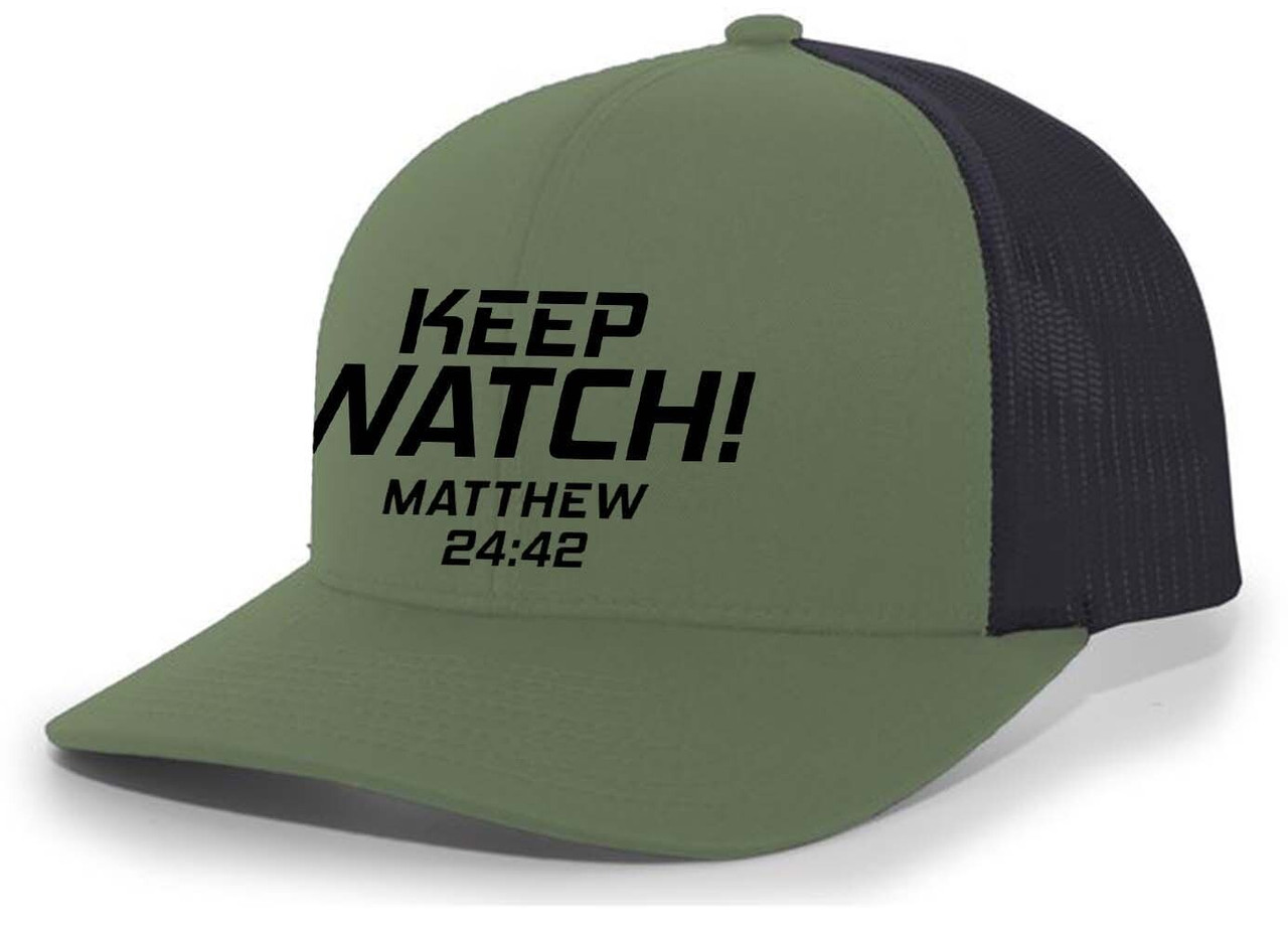 Mens Christian Hat Embroidered Keep Watch Matthew 24:42 Scripture Mesh ...
